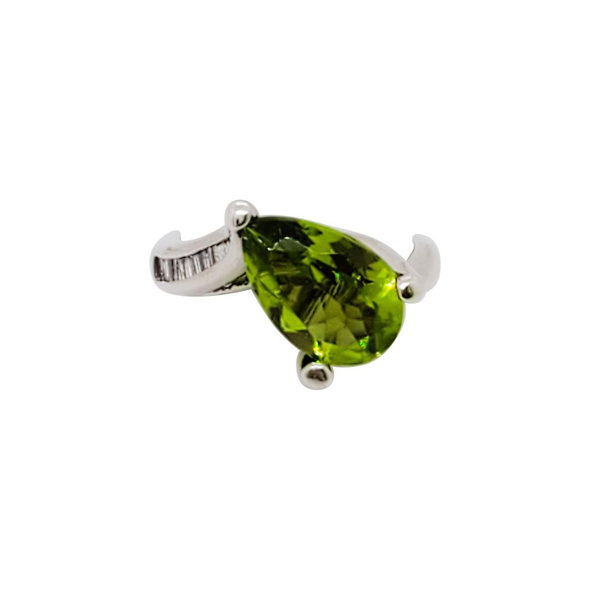 Goshwara Peridot Pear Shape with Diamond Ring For Sale at 1stDibs ...