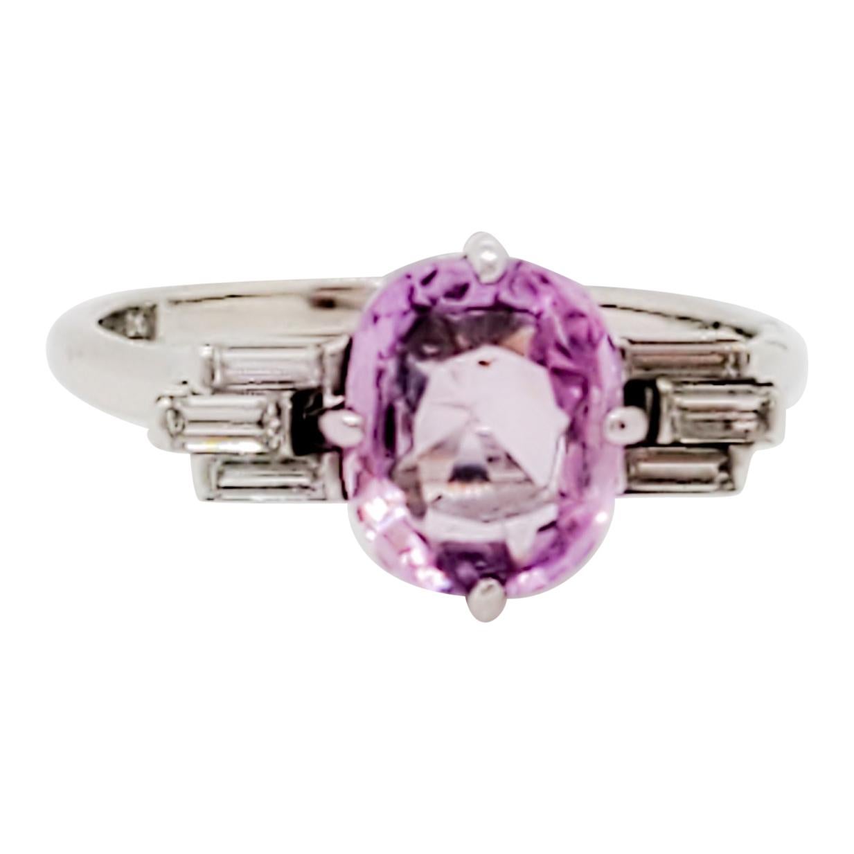 Pink Sapphire Diamond Platinum Cocktail Ring For Sale at 1stDibs