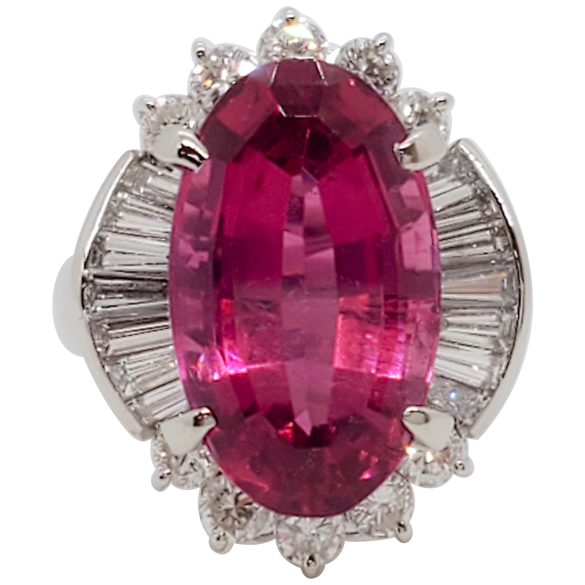Large Oval Pink Tourmaline and Diamond Ring at 1stDibs