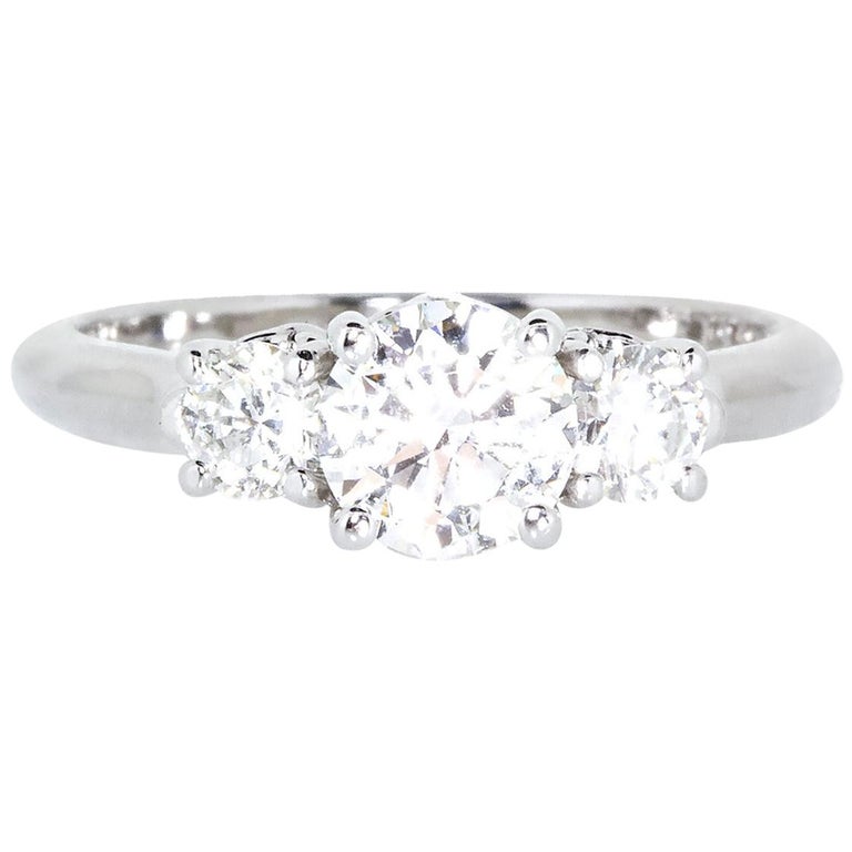 Estate Platinum 3-Stone Diamond Ring at 1stDibs