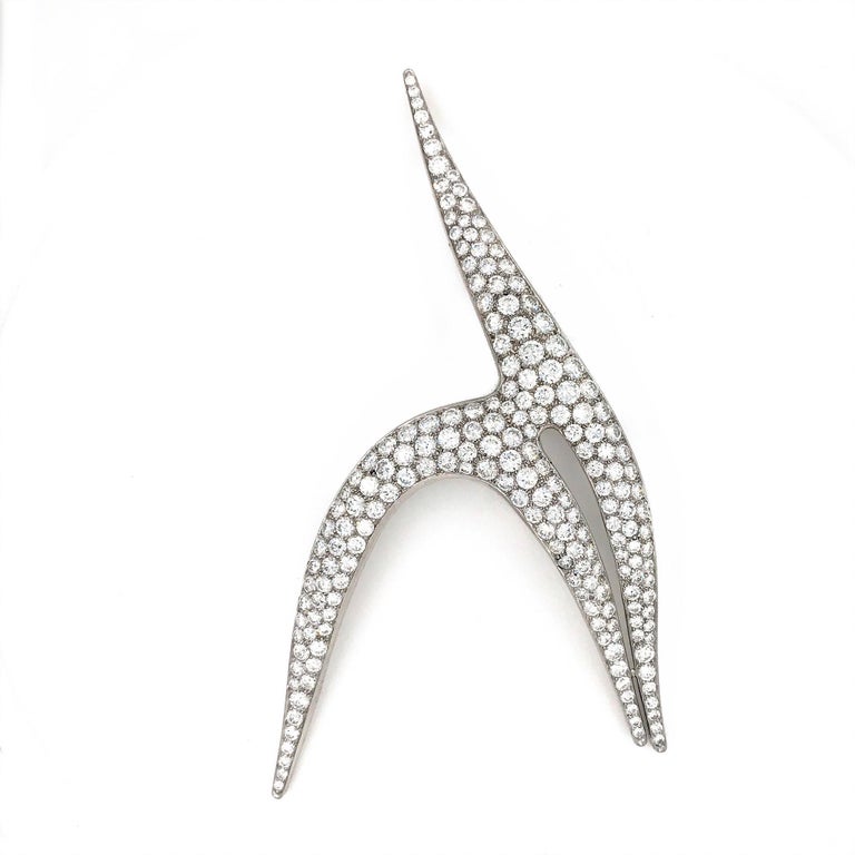 Estate Platinum Large Diamond Brooch For Sale (Free Shipping) at 1stDibs