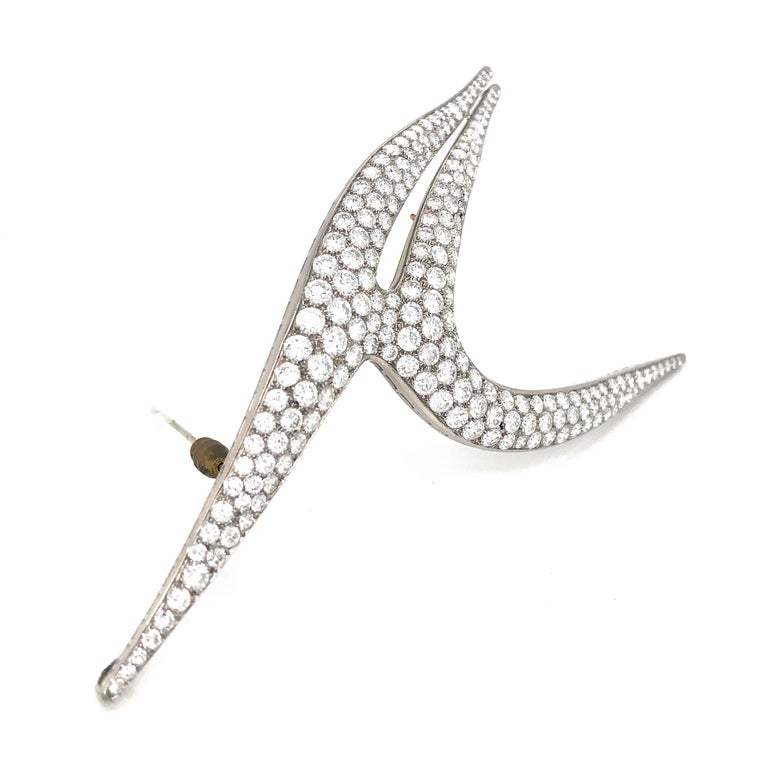 Estate Platinum Large Diamond Brooch For Sale (Free Shipping) at 1stDibs