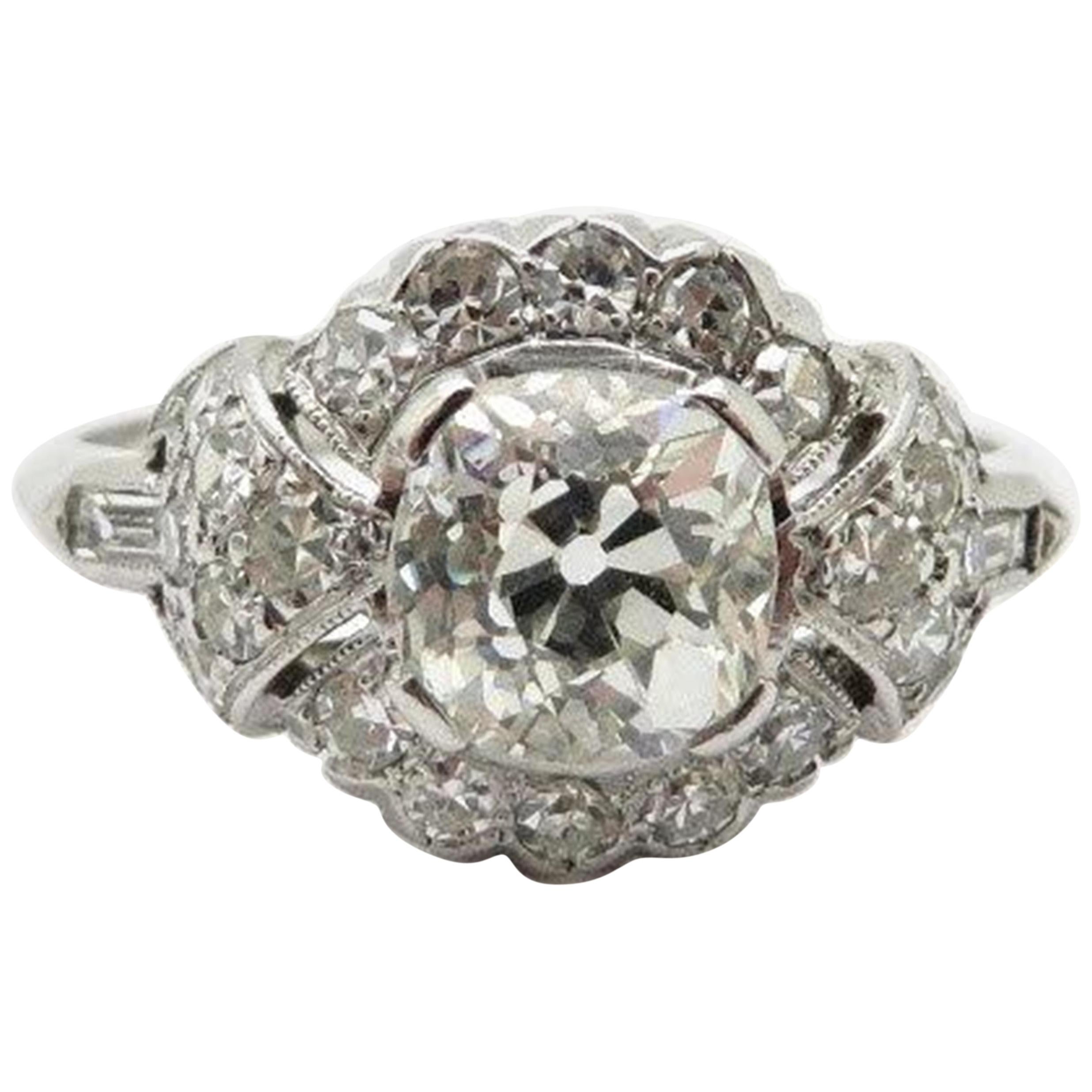 Hancocks Beautiful Old-Cut Moval Diamond And Platinum Ring at 1stdibs