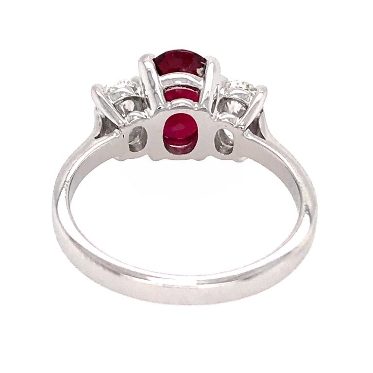 Estate Platinum Ruby and Diamond Engagement Ring For Sale at 1stDibs