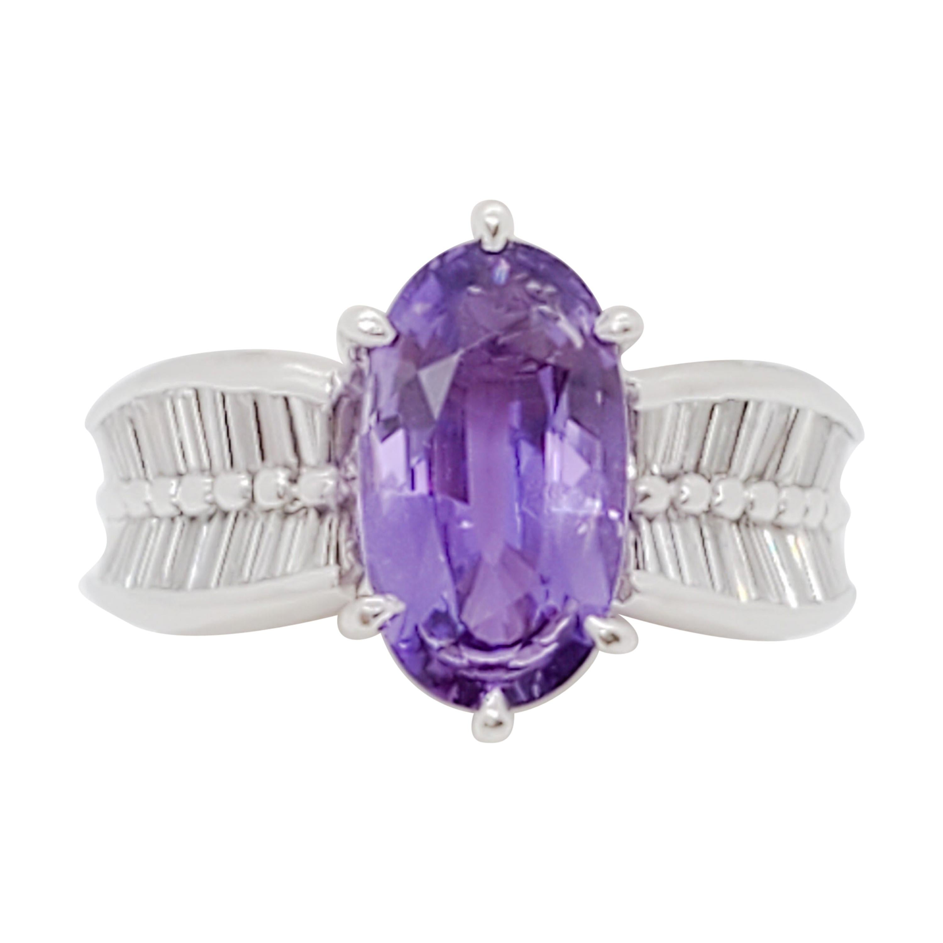 Estate Purple Star Sapphire and Diamond Cocktail Ring in Platinum at ...
