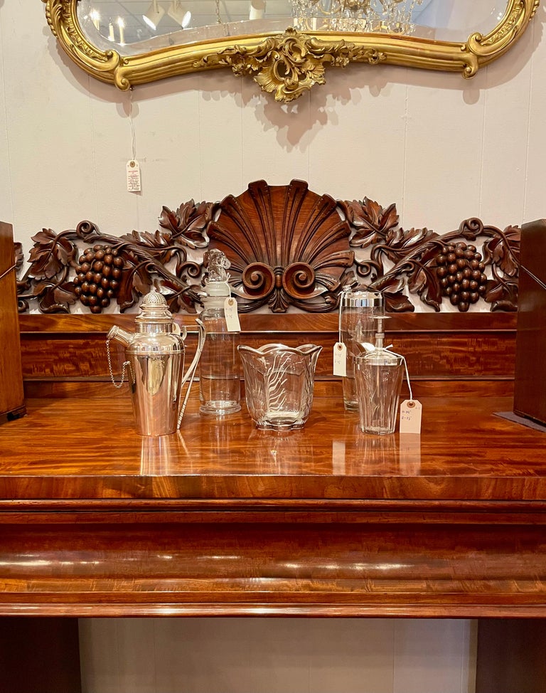 Estate Retro Cut Crystal and Silver Overlay Cocktail Shaker with Birds ...