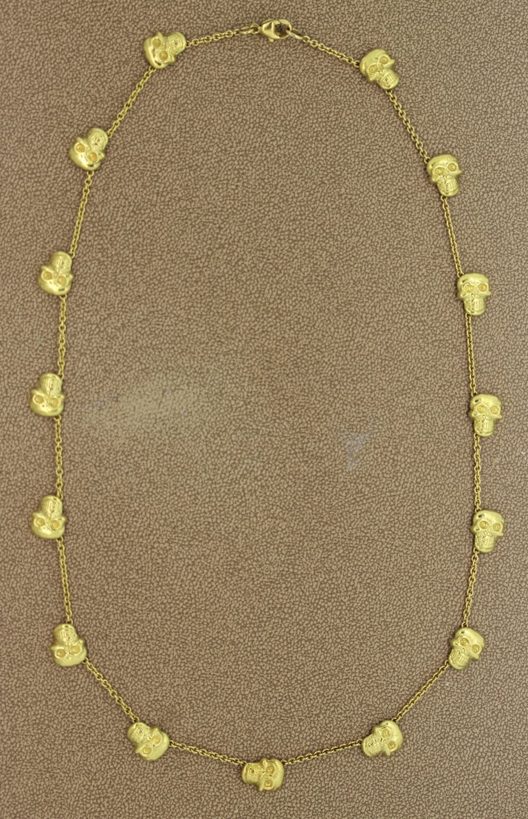Estate Skull Gold Necklace For Sale at 1stDibs