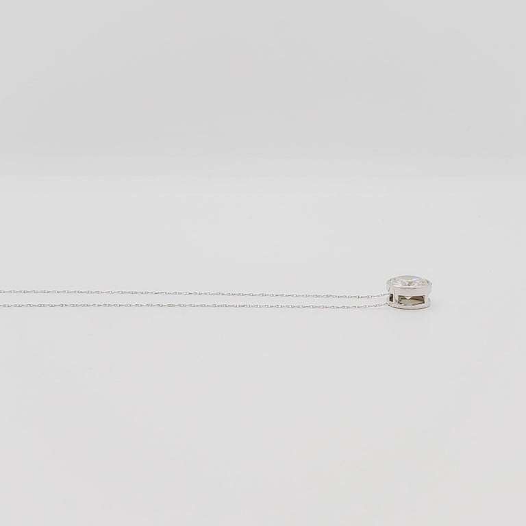 Estate Solitaire White Diamond Bezel Slider Pendant Necklace in 18k ...