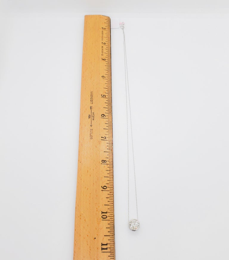 Estate Solitaire White Diamond Bezel Slider Pendant Necklace in 18k ...