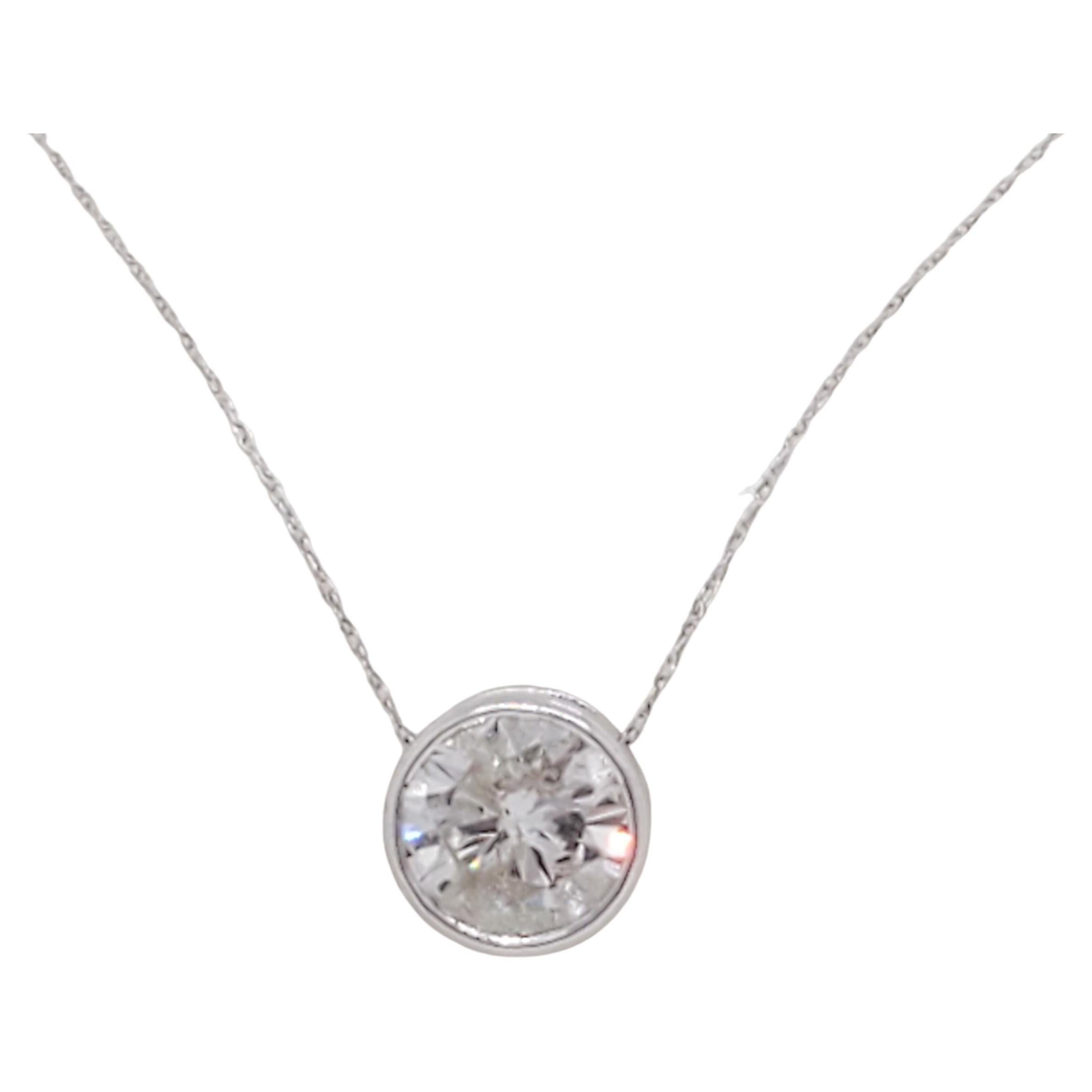 2.0 Carat Heart Shaped Diamond Solitaire Pendant White Gold Chain at ...