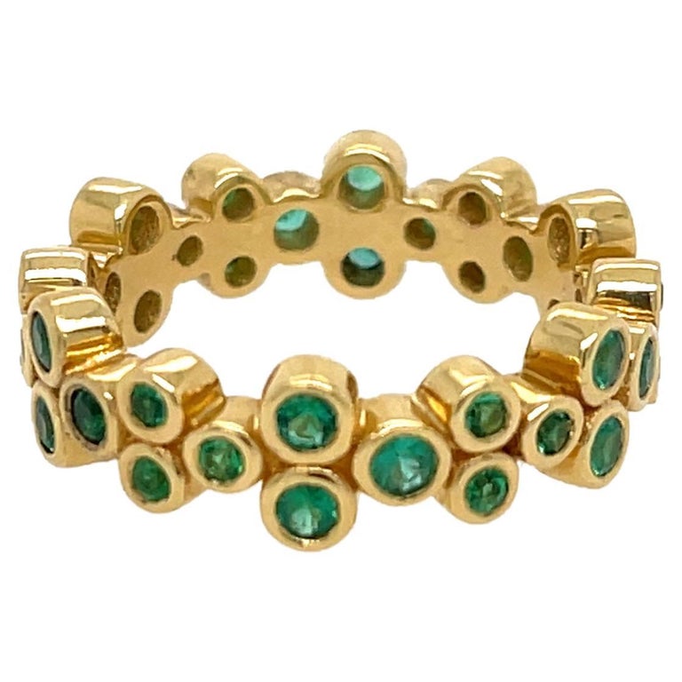Estate Temple St Clair Emerald Eternity Band 18k Yellow Gold For Sale ...