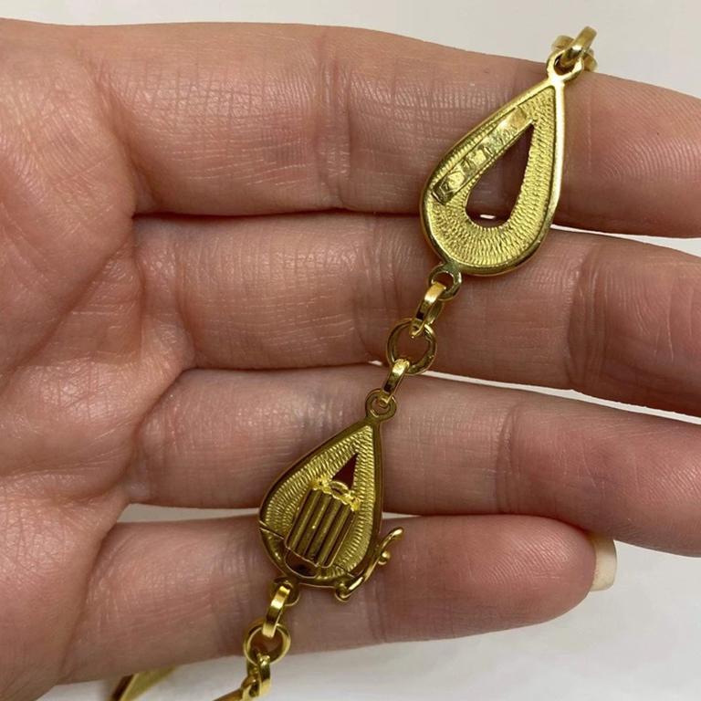 Estate Textured Pear Link Chain Necklace 18k Yellow 64 Grams! For Sale ...