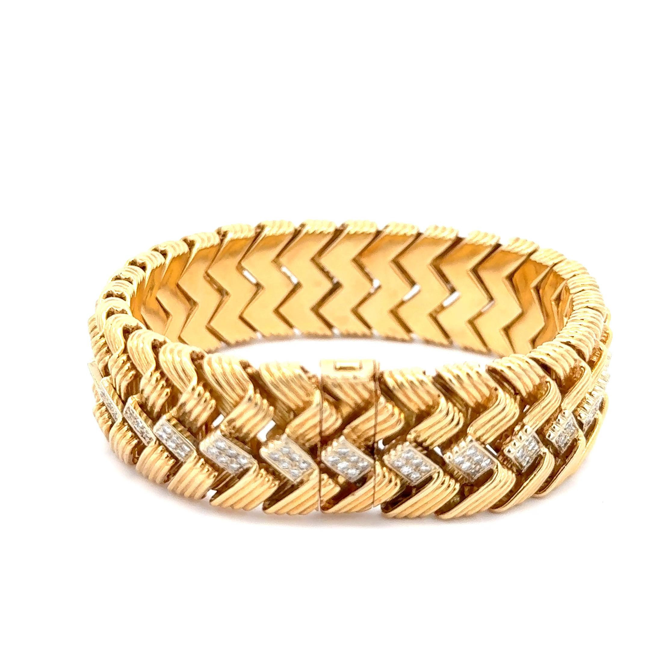 Estate Tiffany and Co. Paloma Picasso 1.40ctw Diamond Bracelet 18K ...