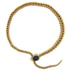 Antique Victorian Solid 18K Thick Gold Snake Necklace, Dog Head Watch ...