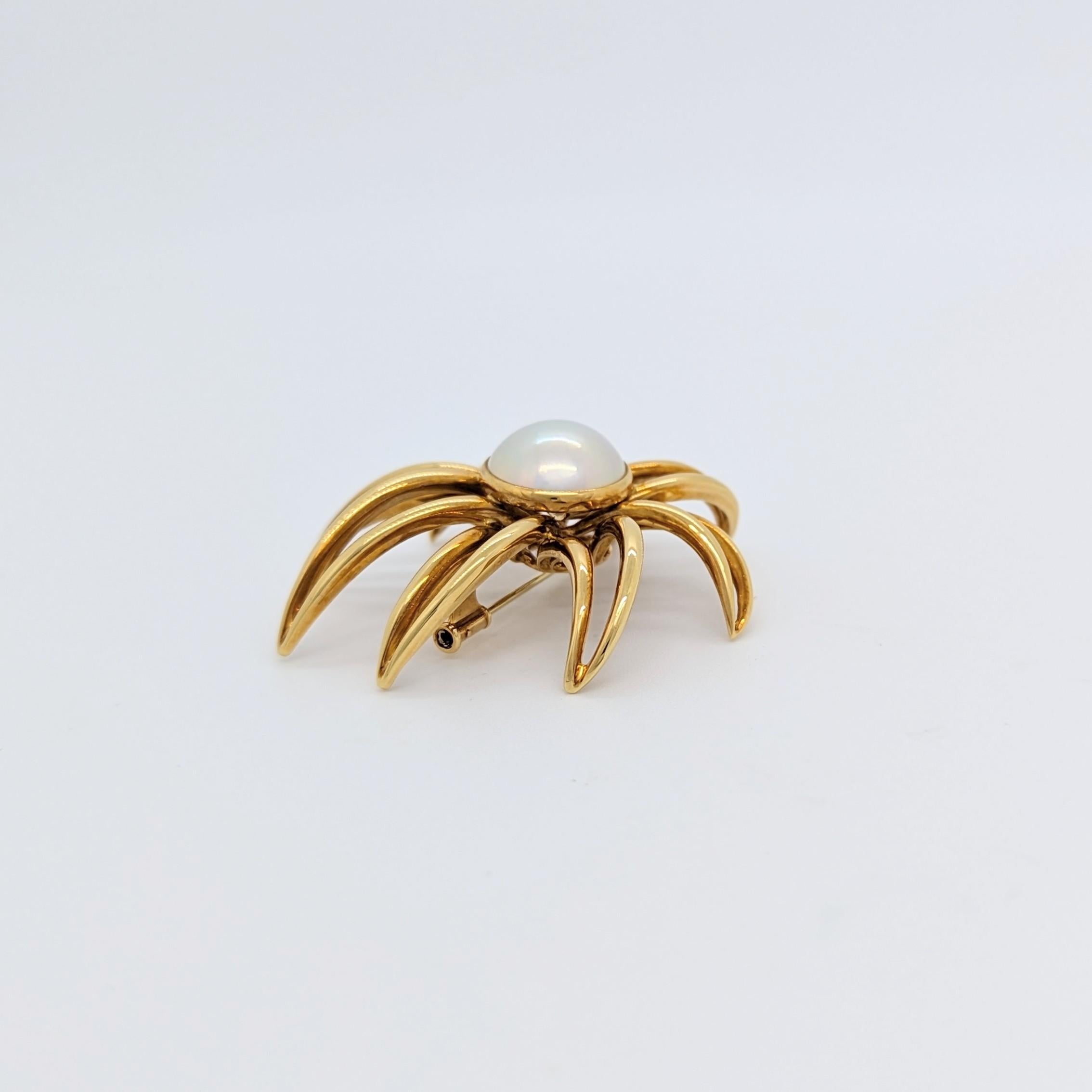 Estate Tiffany and Co White Mabe Pearl Fireworks Brooch in 18K Yellow ...
