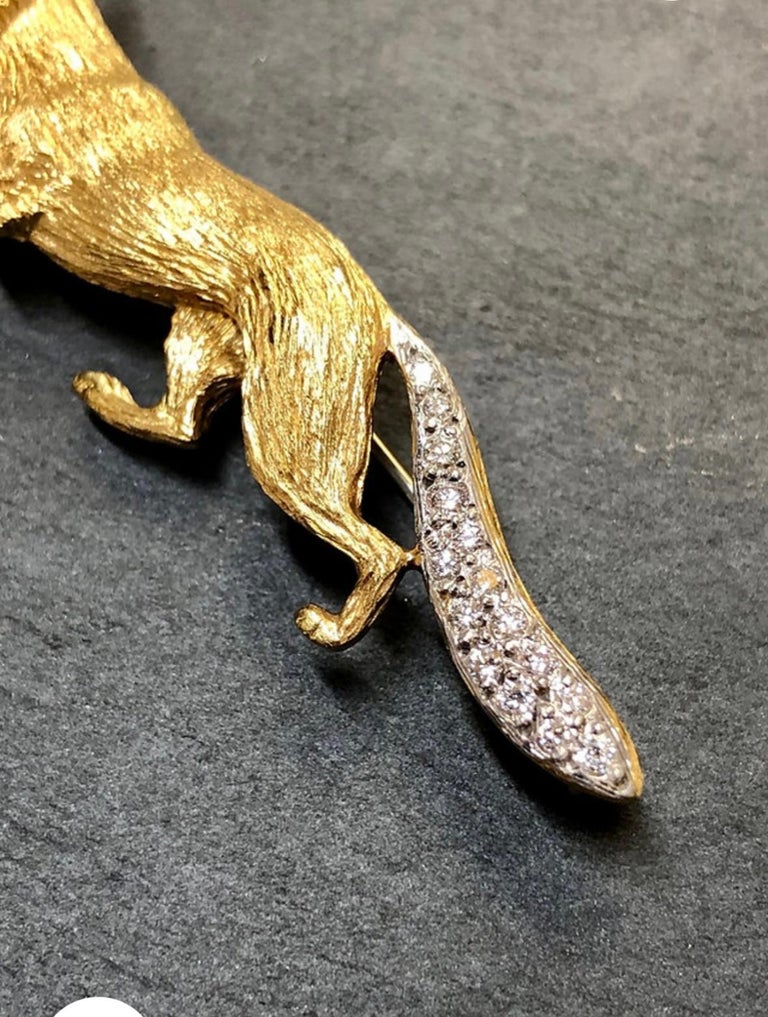 Estate Vintage 18K Diamond Ruby Edward Wolfe Fox Pin Brooch For Sale at ...