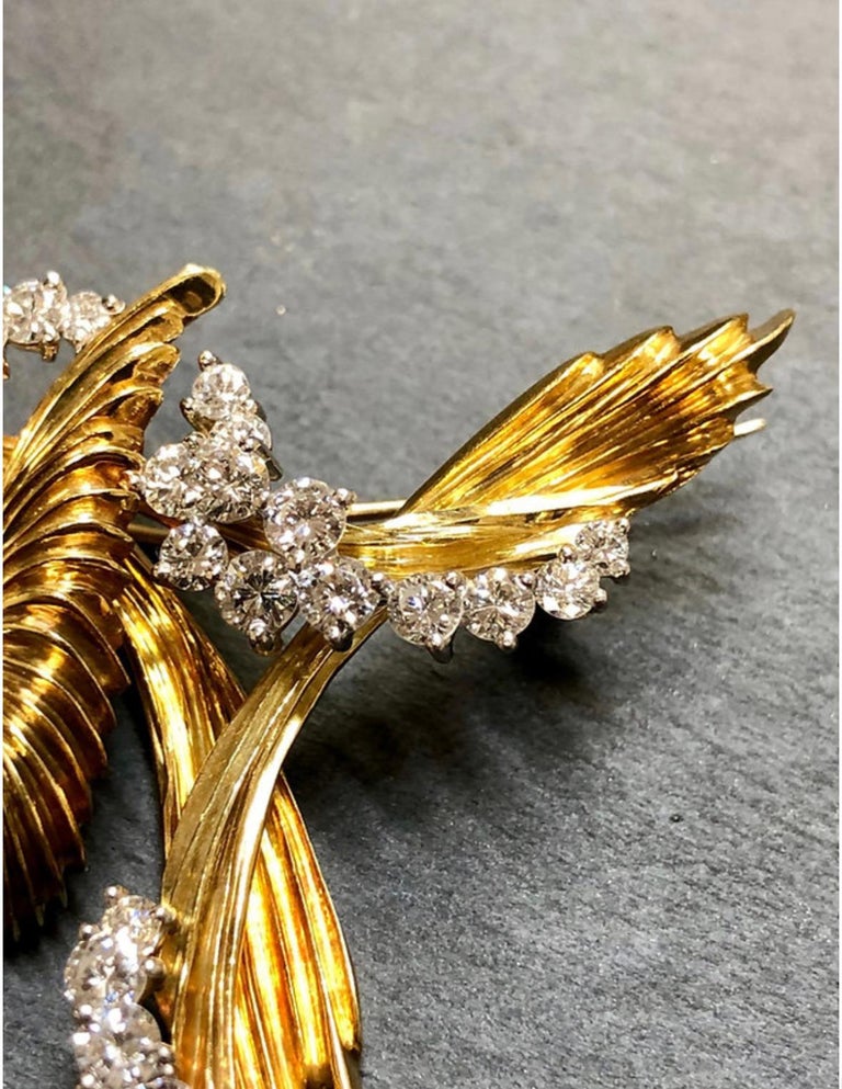 Estate Vintage Abstract Henry Dunay 18K Platinum Diamond Brooch Pin For ...