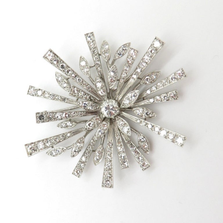 Estate Vintage Antique Platinum and 18 Karat Gold Snowflake Starburst ...