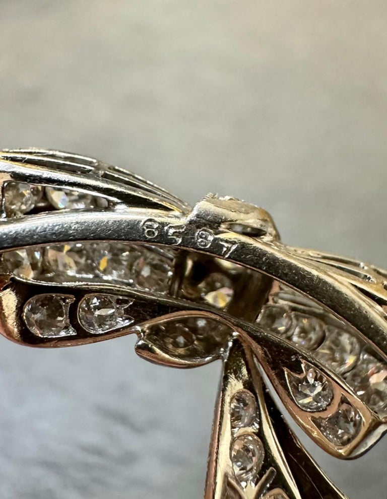 Estate Vintage Numbered Platinum Art Deco Diamond Circle Bow Brooch For ...