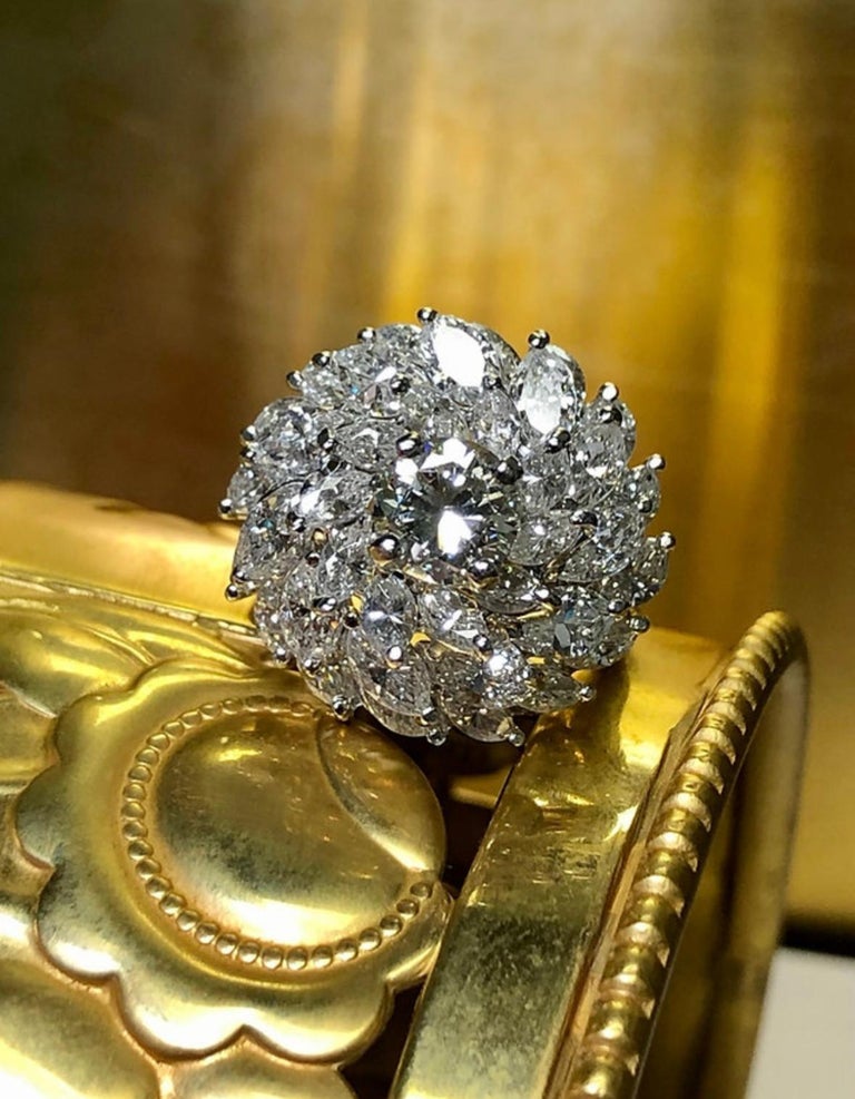 Estate Vintage Platinum Pinapple Marquise Diamond Bombe Cocktail Dome ...