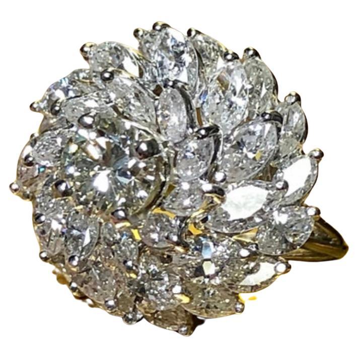 Estate Pave Diamond 18 Karat Dome Bombe Cocktail Ring For Sale at 1stDibs