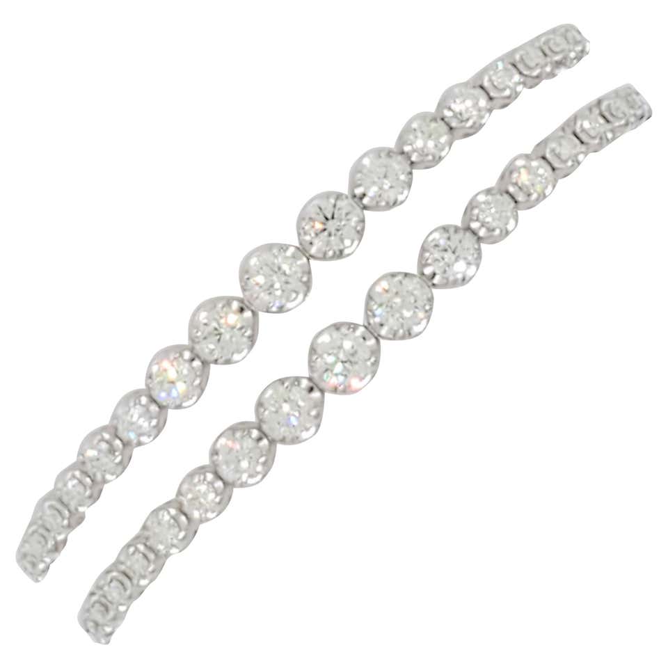 Emerald And White Diamond Tennis Bracelet Made To Measure In Italy For