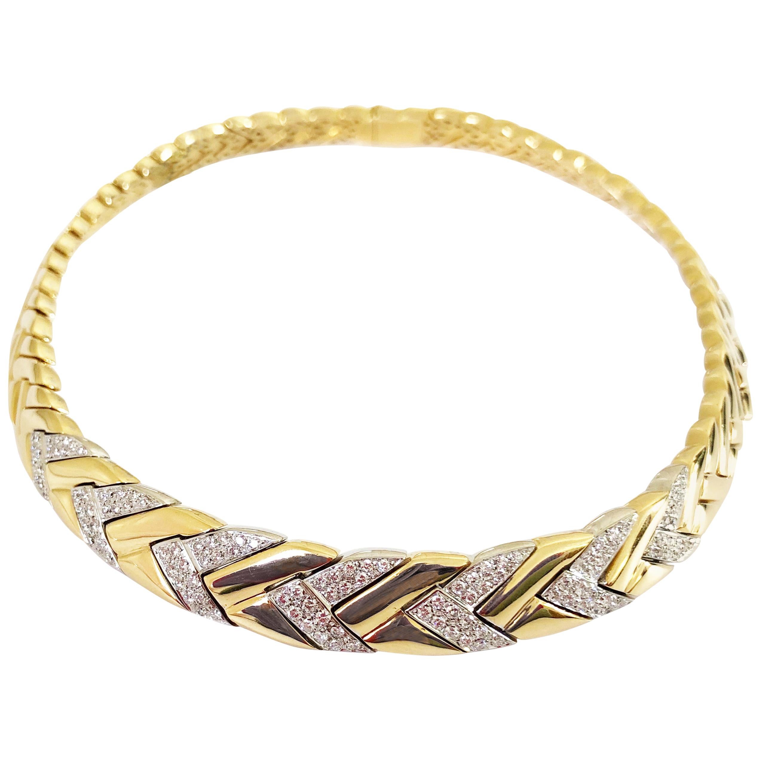 Multi-Color Diamond 18 Karat Two-Tone Necklace For Sale at 1stDibs