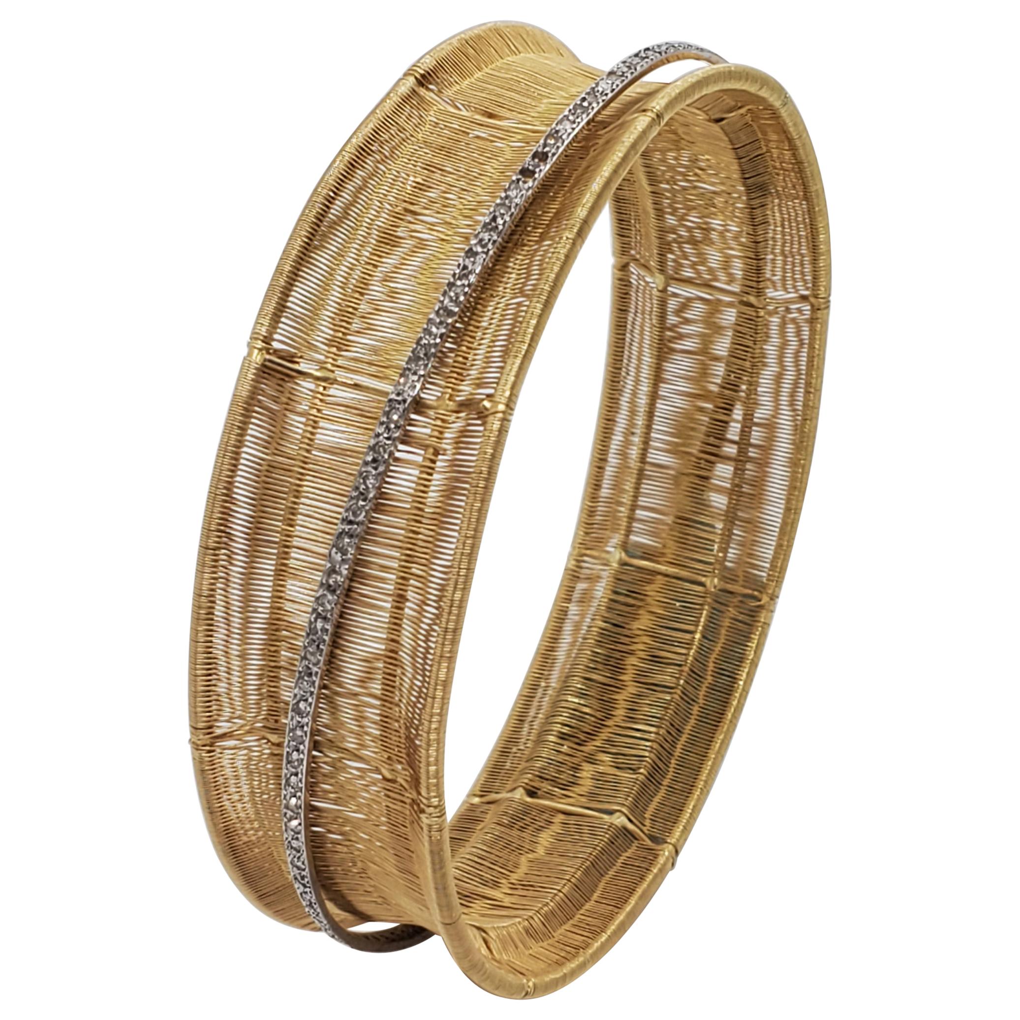 Diamond 18 Karat Two-Tone Gold Bangle For Sale at 1stDibs | diamond ...