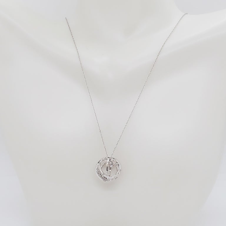 Estate White Diamond Ball Pendant Necklace in 18 Karat White Gold For ...