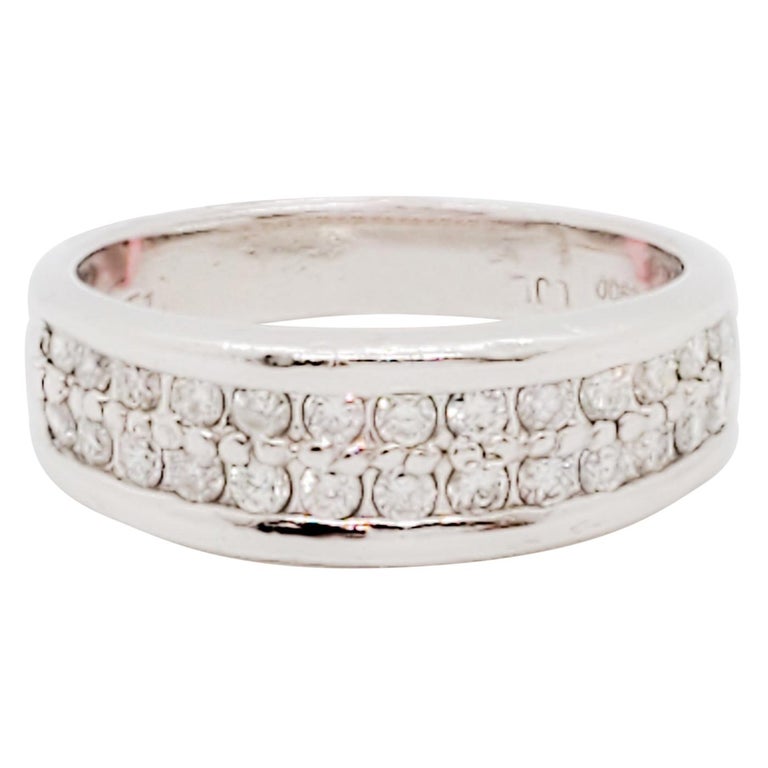 Estate White Diamond Double Row Band in Platinum at 1stDibs