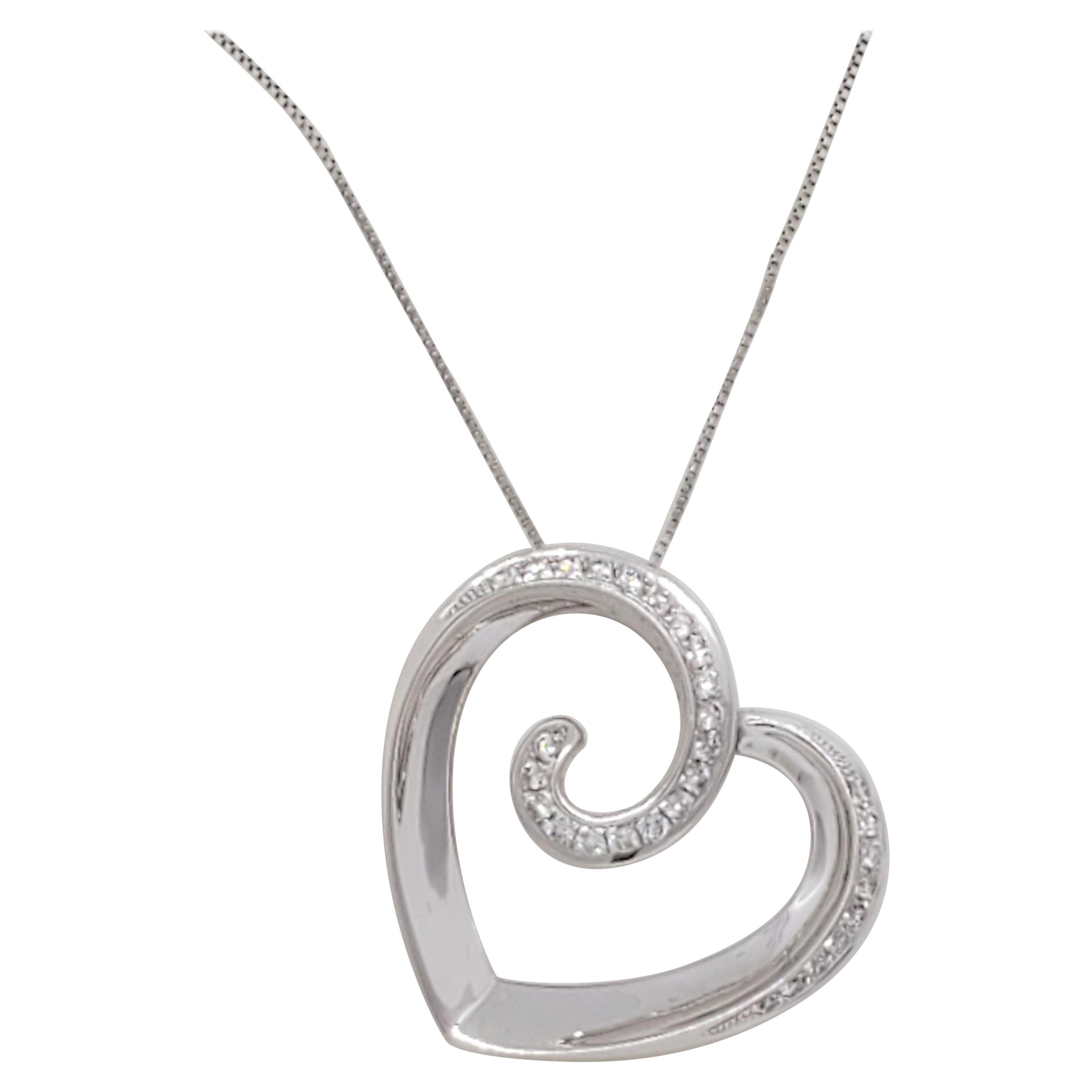 Estate Open Heart Pendant Necklace in 14 Karat 3-Tone Gold For Sale ...