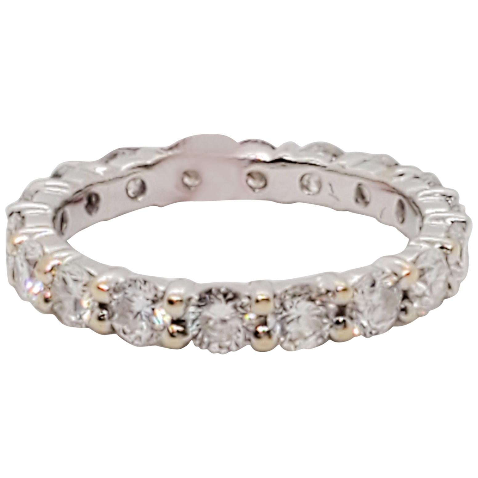 Vintage Estate 18 Karat White Gold Diamond Eternity Band at 1stDibs