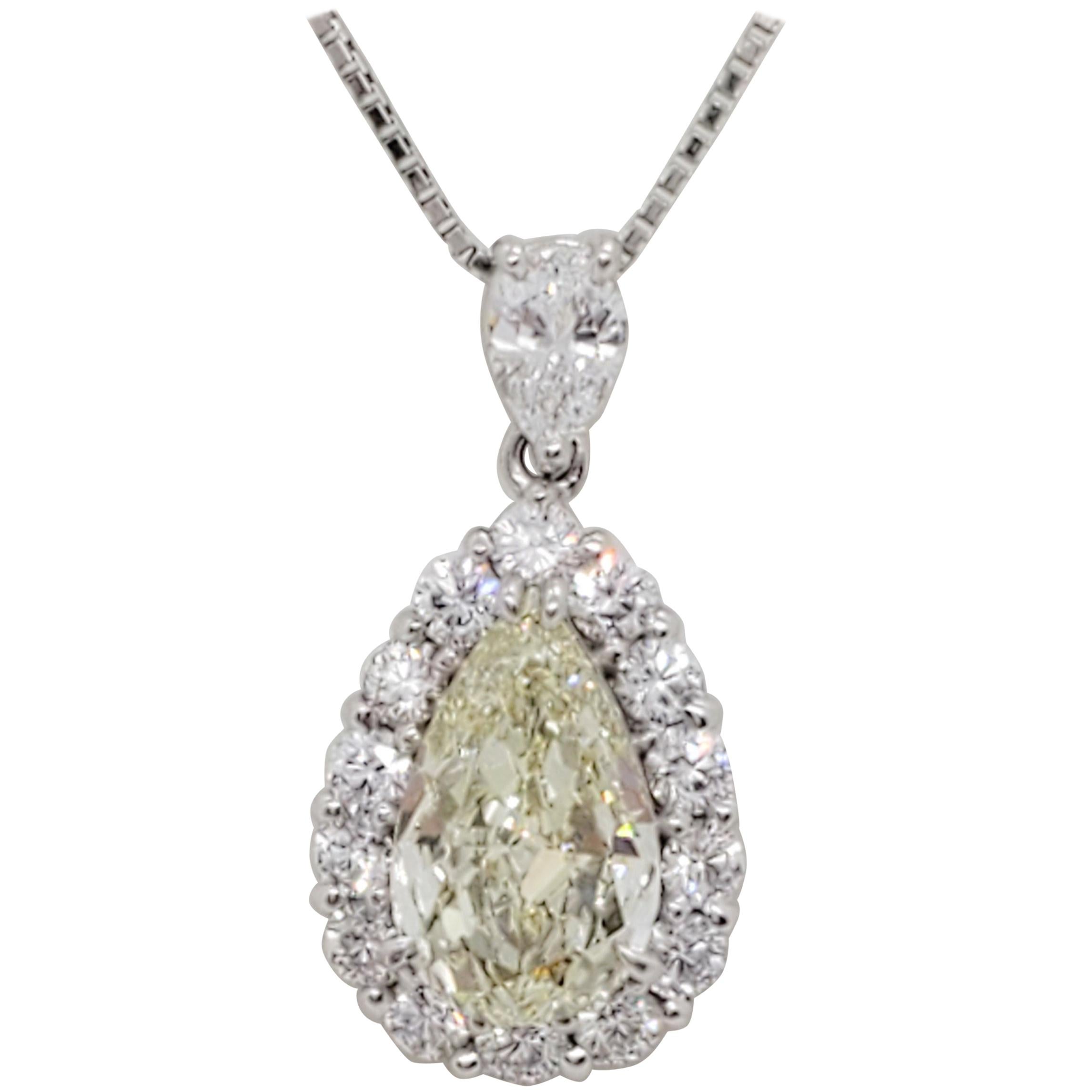 Platinum Diamond Pendant with Pear, Marque and Round Shape Diamond For ...