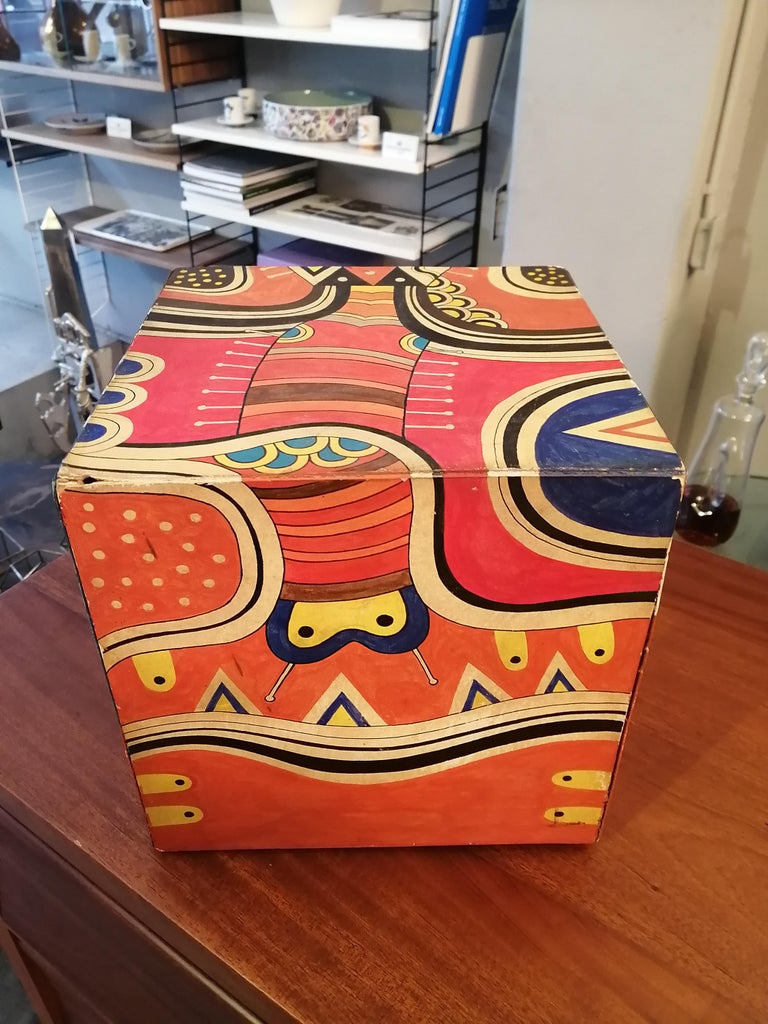 Esteban Cruz Acrylic on Cardboard Decorative Cube For Sale at 1stDibs