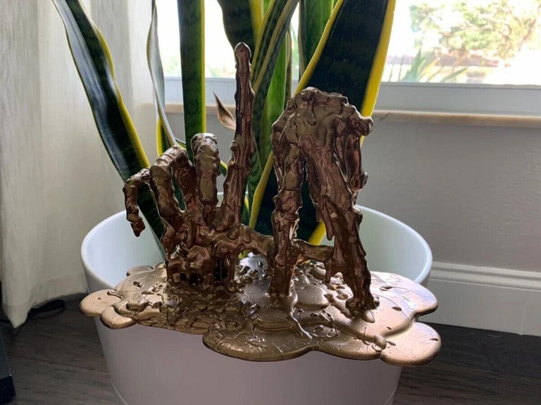 Gold Melting Skeleton LA Hands Resin Sculpture For Sale at 1stDibs