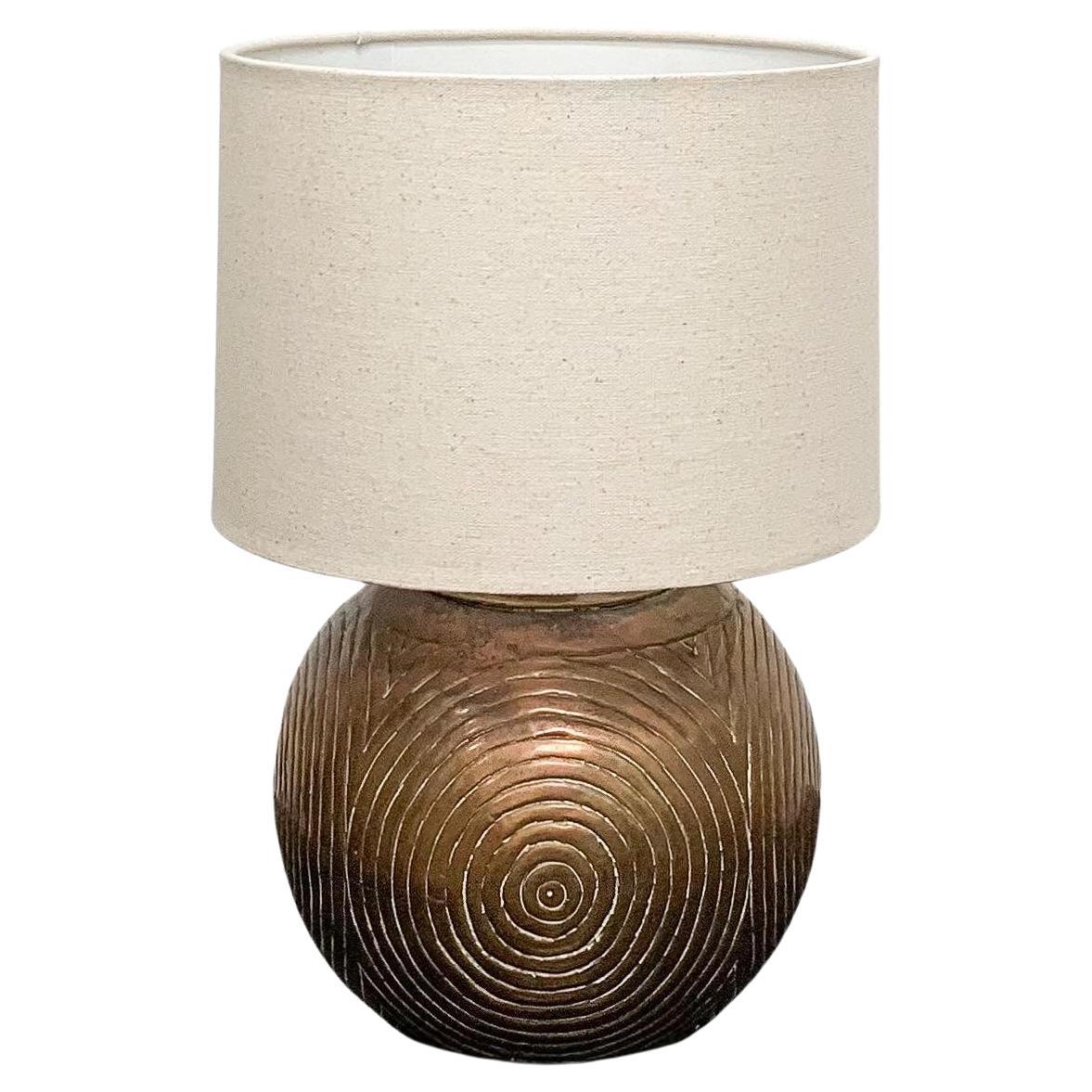 Etched brass spherical lamp - mid c20th For Sale at 1stDibs