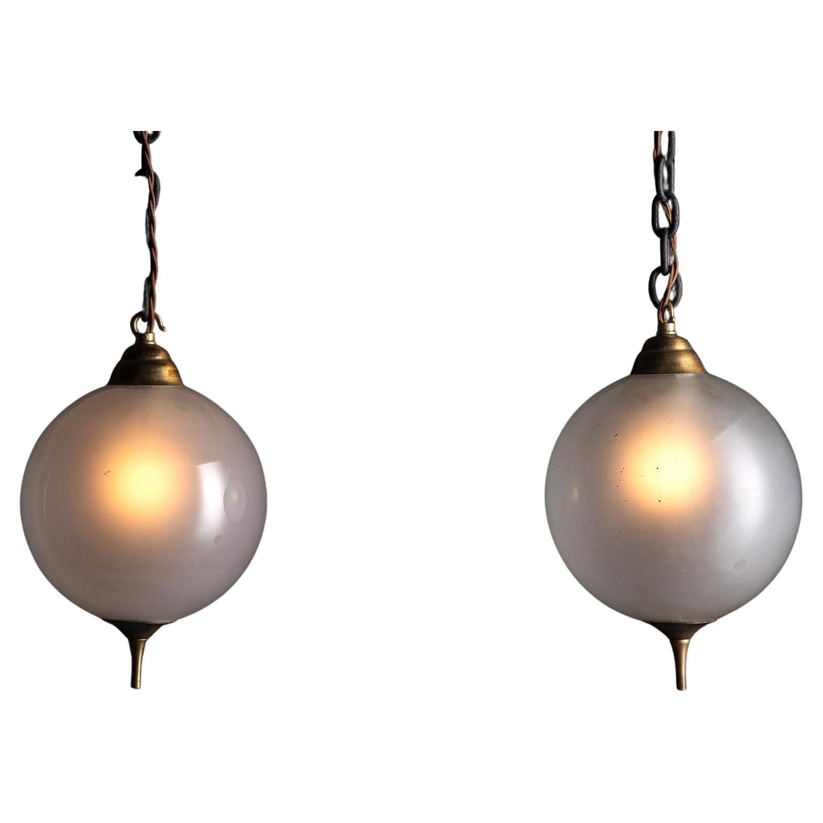 Etched Glass Pendants, Italy, circa 1960 at 1stDibs