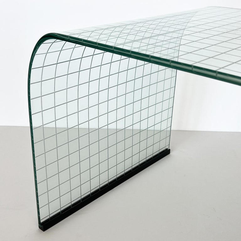 Etched Glass Waterfall Table by Angelo Cortesi for FIAM at 1stDibs