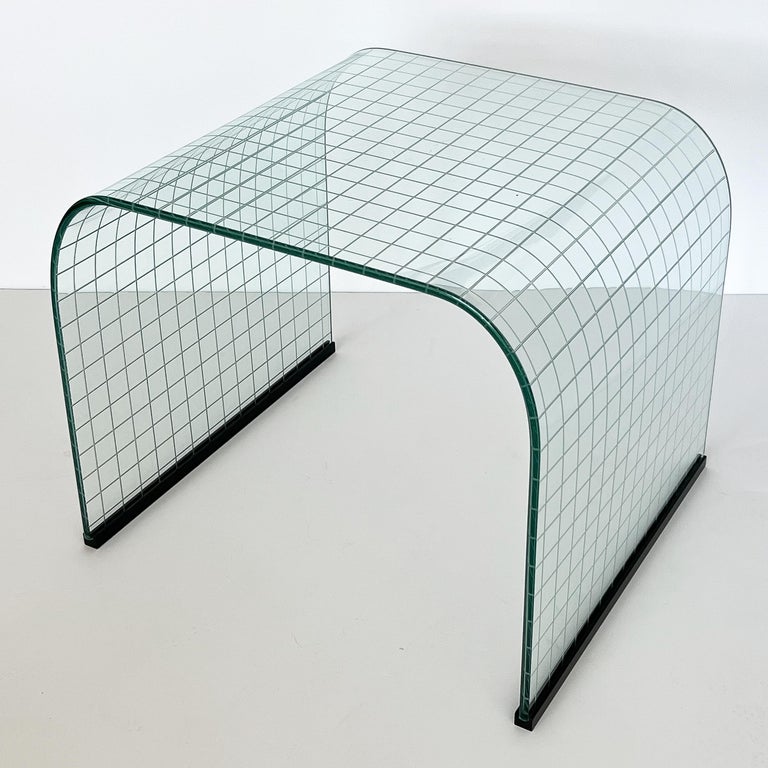 Etched Glass Waterfall Table by Angelo Cortesi for FIAM at 1stDibs