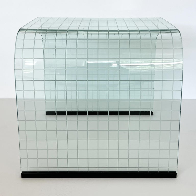 Etched Glass Waterfall Table by Angelo Cortesi for FIAM at 1stDibs