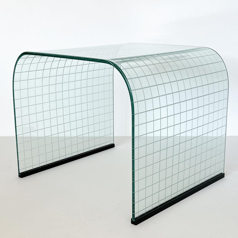 Etched Glass Waterfall Table by Angelo Cortesi for FIAM at 1stDibs
