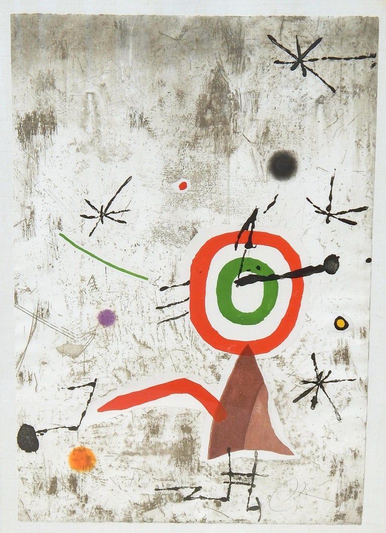 Joan Miro Etching, Aquatint and Collage, 1979, Personatge/Estels Vll at ...