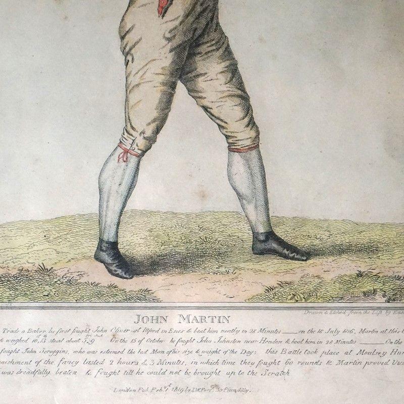 Etching Depicting Bare Knuckle Boxer John Martin, Antique Boxing Print ...