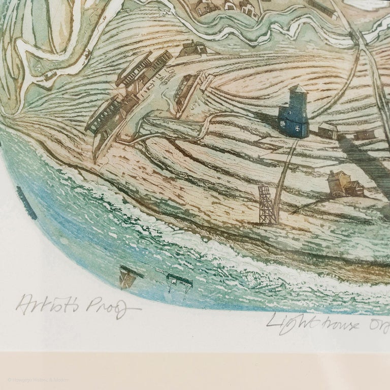 Etching Glyn Thomas Lighthouse Orford Ness Castle River Alde length For ...