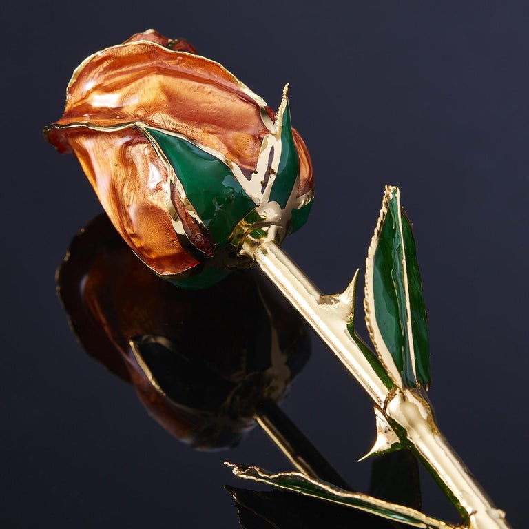 Eternal Rose Autumn Light, Light Orange, Real Rose in 24k Gold w/ LED ...