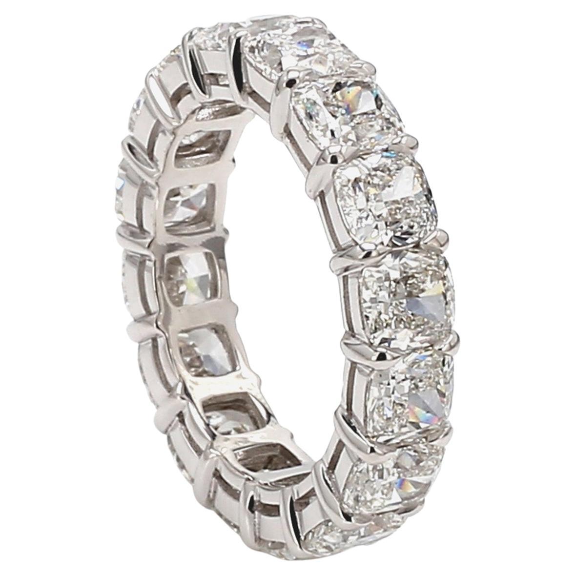 Eternity Band in Platinum with GIA certified D-F/SI1 Cushion Diamonds ...