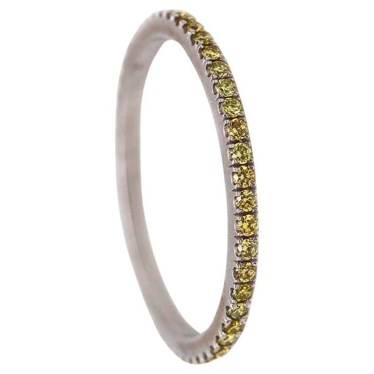Eternity Band Ring In .950 Platinum With 56 Natural Yellow Canary ...
