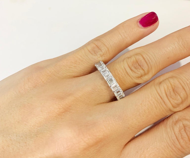 Eternity Diamond Wedding Ring in White Gold, 4.4ct For Sale at 1stDibs