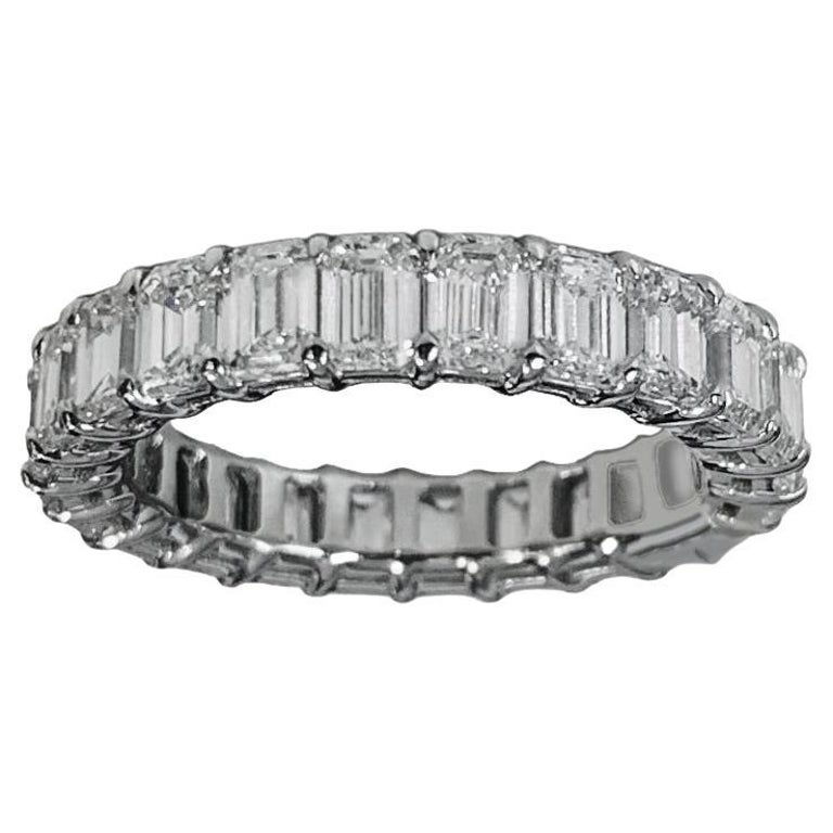 Eternity Diamond Wedding Ring in White Gold, 4.4ct For Sale at 1stDibs