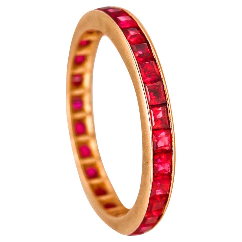 Eternity Ring Band in 18kt Yellow Gold with 1.80 Ctw in Vivid Red ...